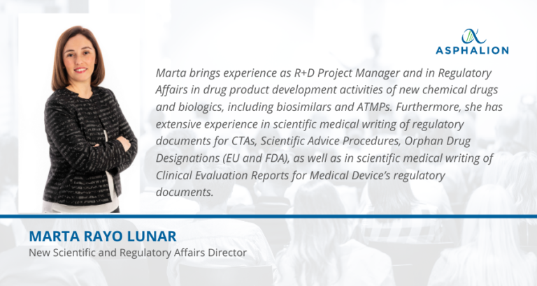 New | Marta Rayo Lunar appointed Scientific and RA Director at Asphalion New | Marta Rayo Lunar appointed Scientific and RA Director at Asphalion