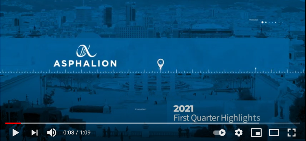 New | Asphalion´s highlights: First quarter 2021